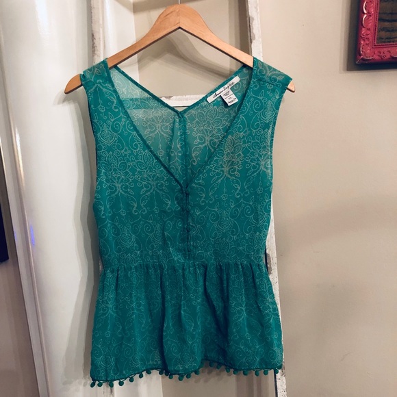 American Rag | Tops | American Rag Sheer Tank Top With Pom Poms | Poshmark